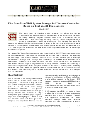 5 Benefits of IBM System Storage SAN Volume Controller Based on Real ...